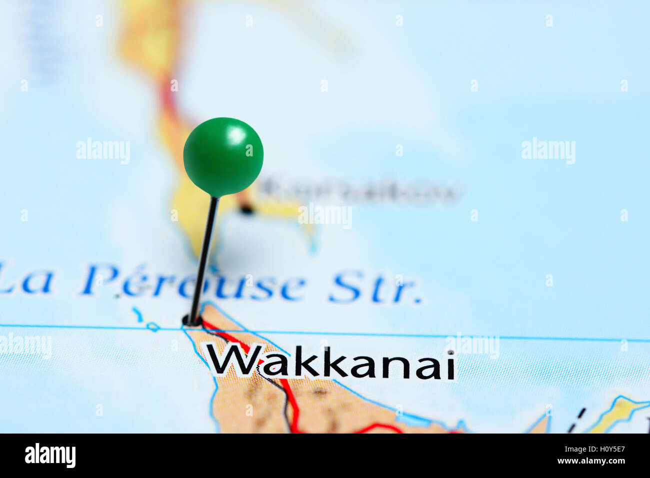 Wakkanai pinned on a map of Japan Stock Photo - Alamy