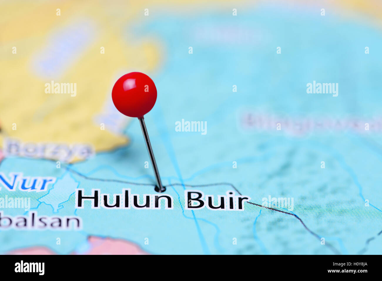 Hulun Buir pinned on a map of China Stock Photo - Alamy