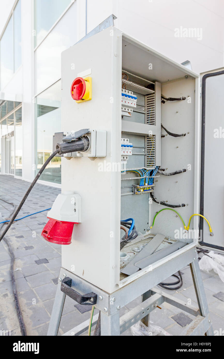 Electrical cabinet with connectors is providing electrical energy to ...