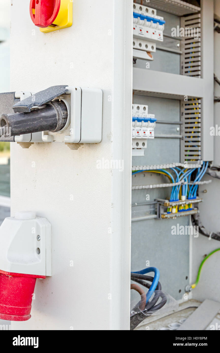 Electrical cabinet with connectors is providing electrical energy to ...