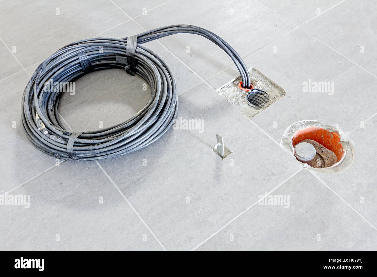 Corrugated pipe installation electrical cable hi-res stock photography ...