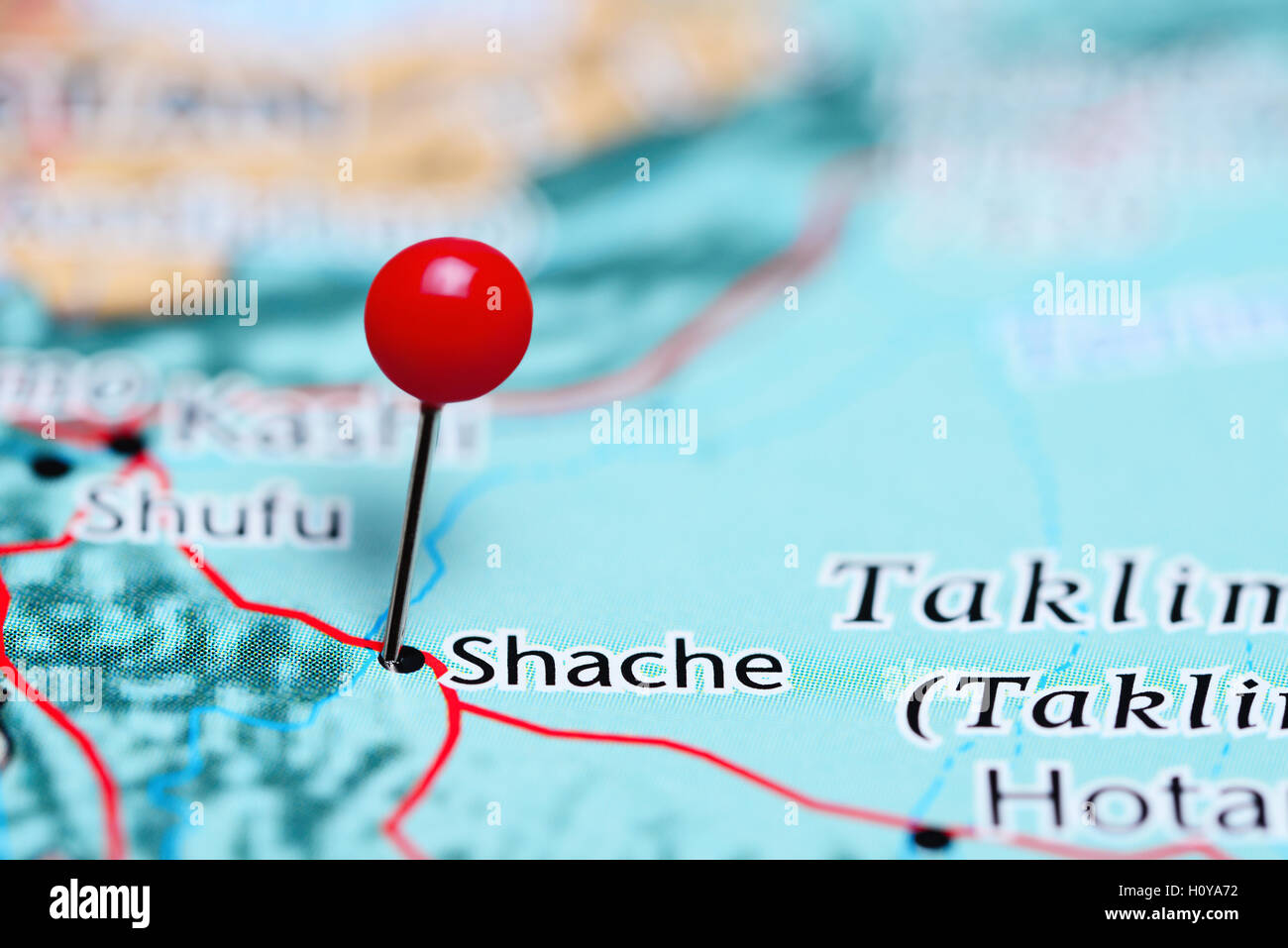 Shache pinned on a map of China Stock Photo - Alamy