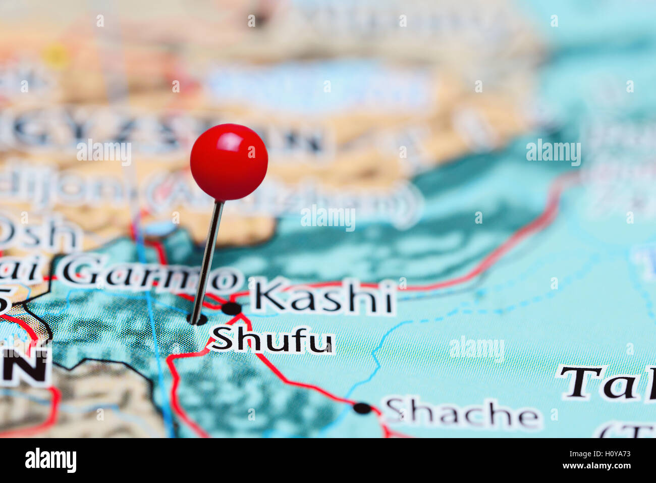 Shufu pinned on a map of China Stock Photo - Alamy