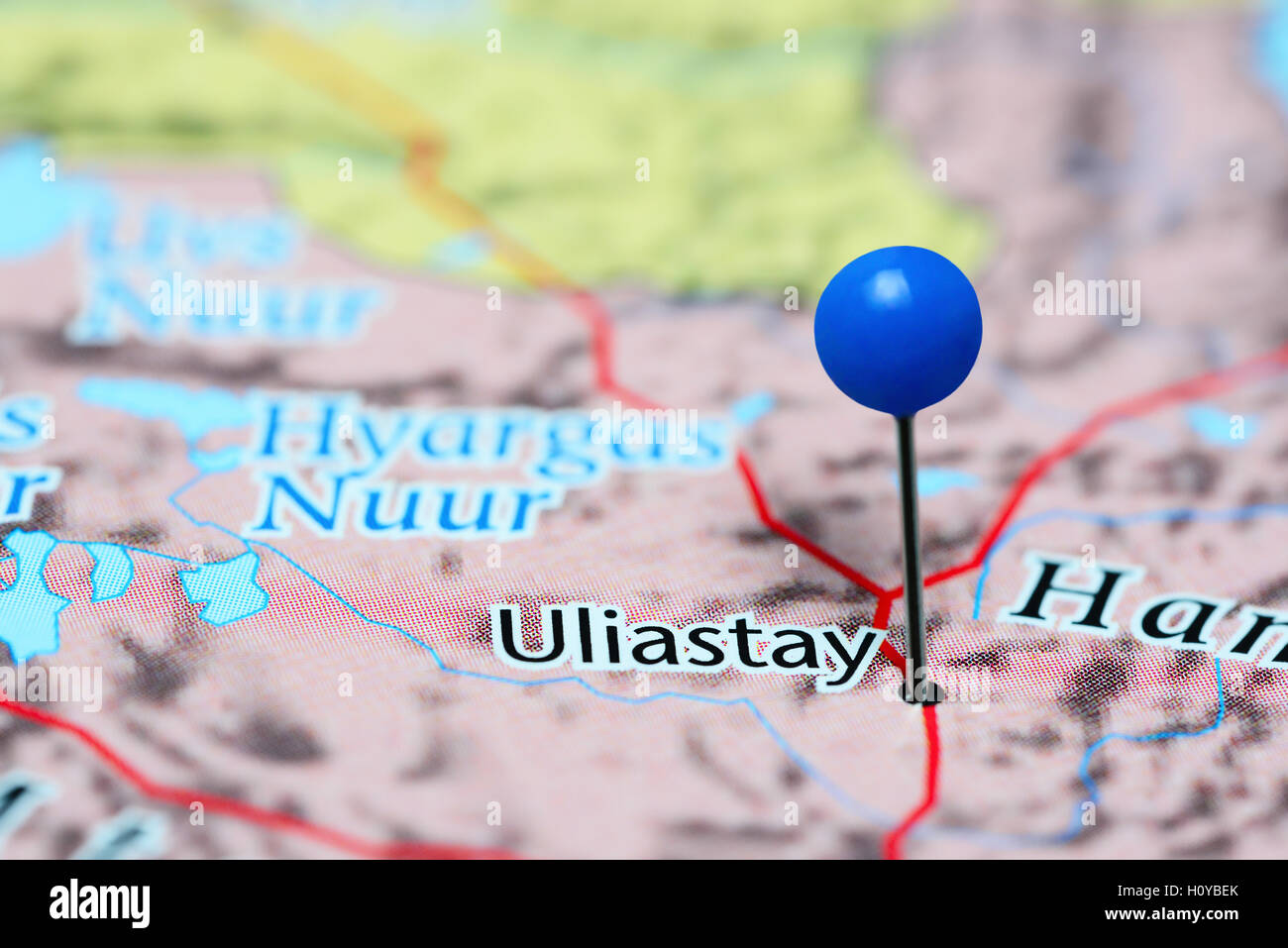 Uliastay pinned on a map of Mongolia Stock Photo - Alamy