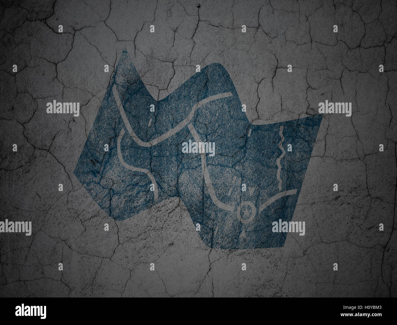 Travel concept: Map on grunge wall background Stock Photo - Alamy