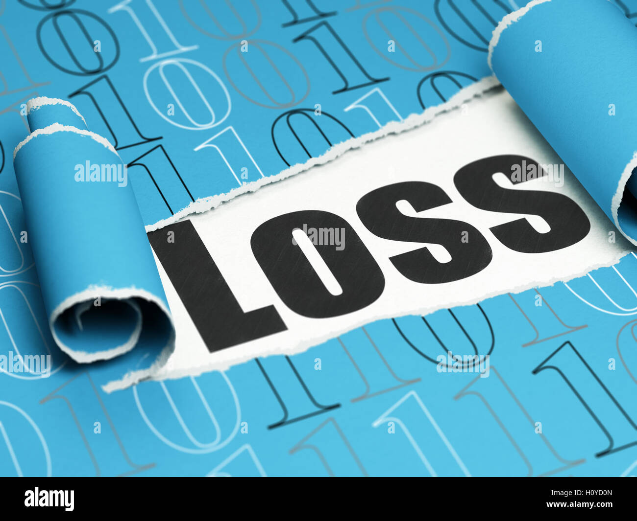 Business concept: black text Loss under the piece of torn paper Stock ...