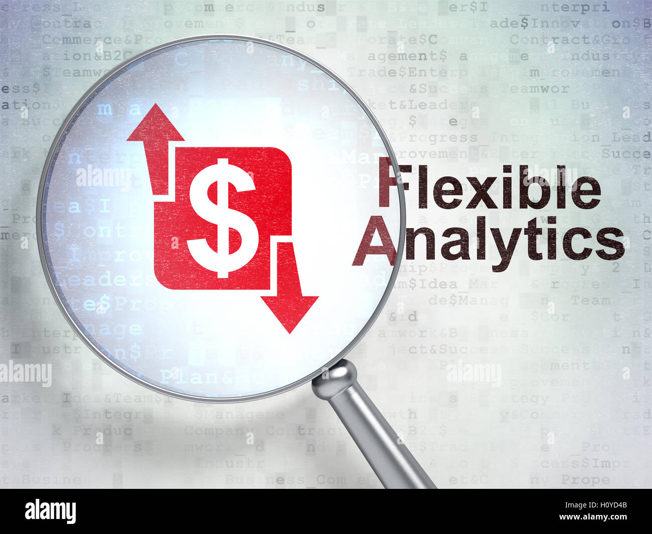 Business concept: Finance and Flexible Analytics with optical glass Stock Photo - Alamy