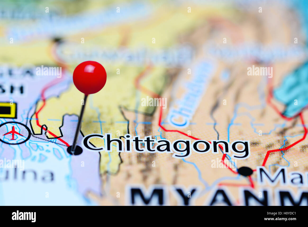 Chittagong pinned on a map of Bangladesh Stock Photo - Alamy