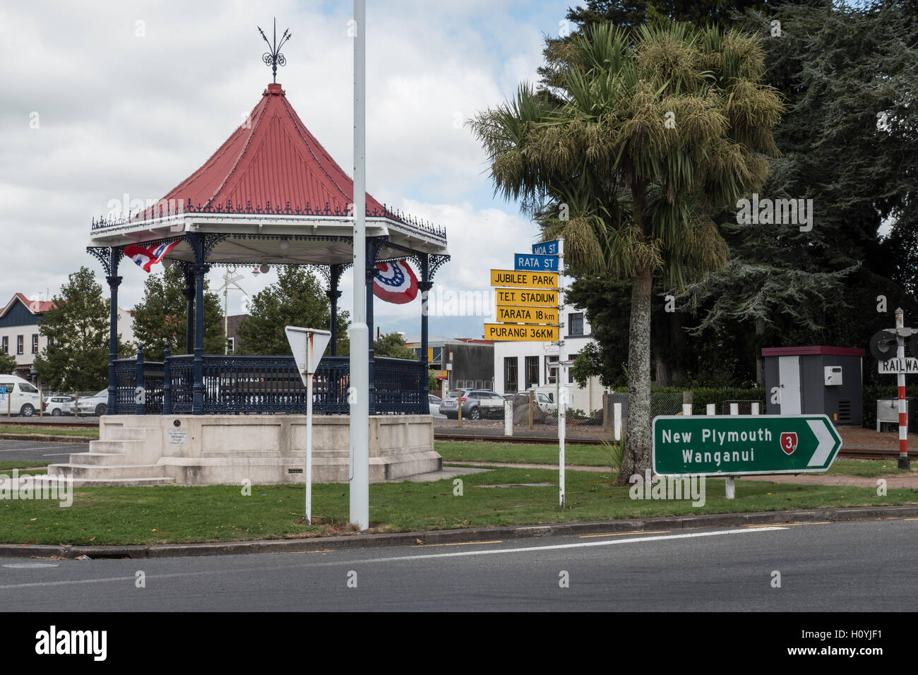 Band Stand, Inglewood, Taranaki, North Island, New Zealand Stock Photo ...