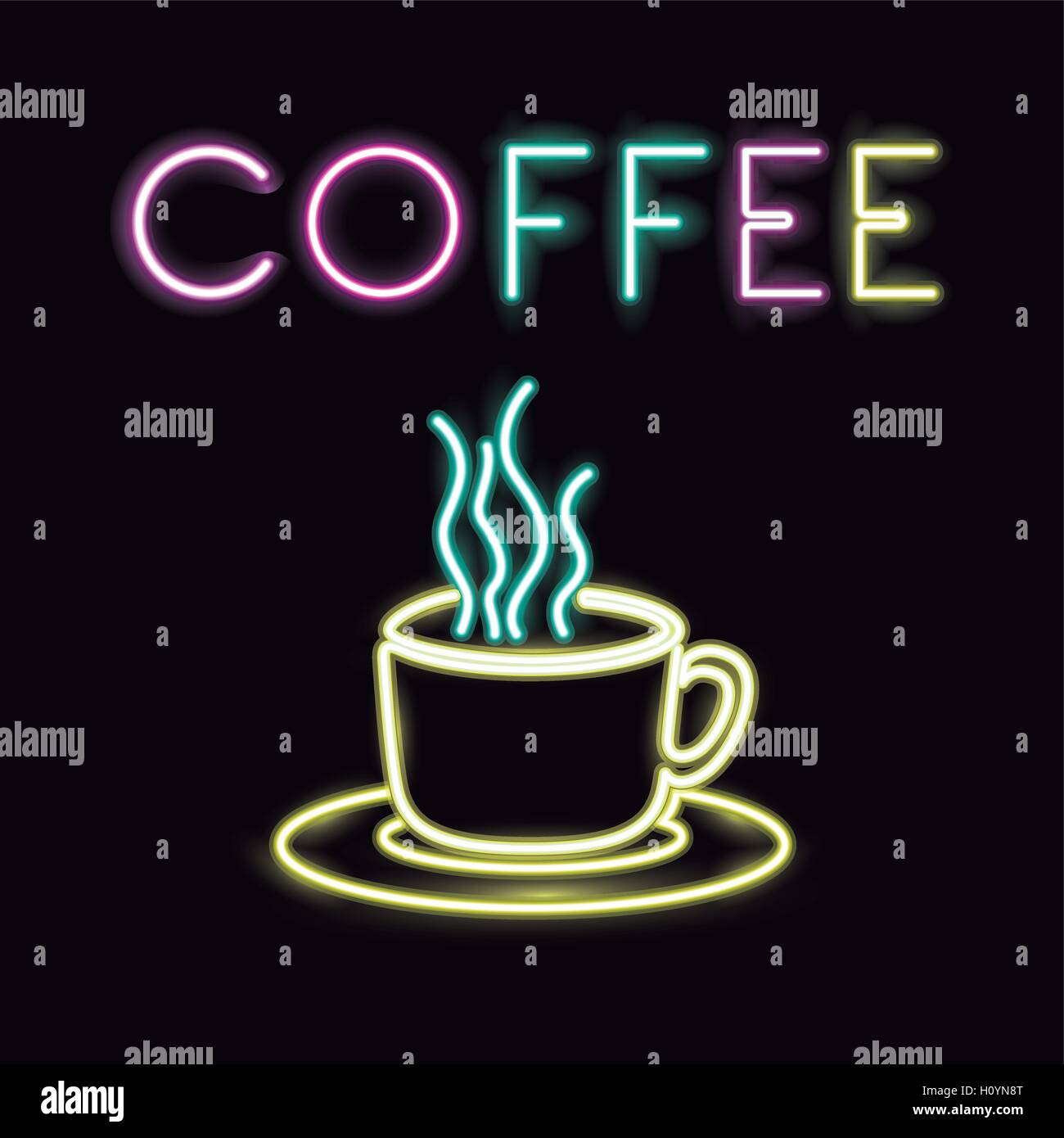 Neon coffee mug design Stock Vector Image & Art - Alamy