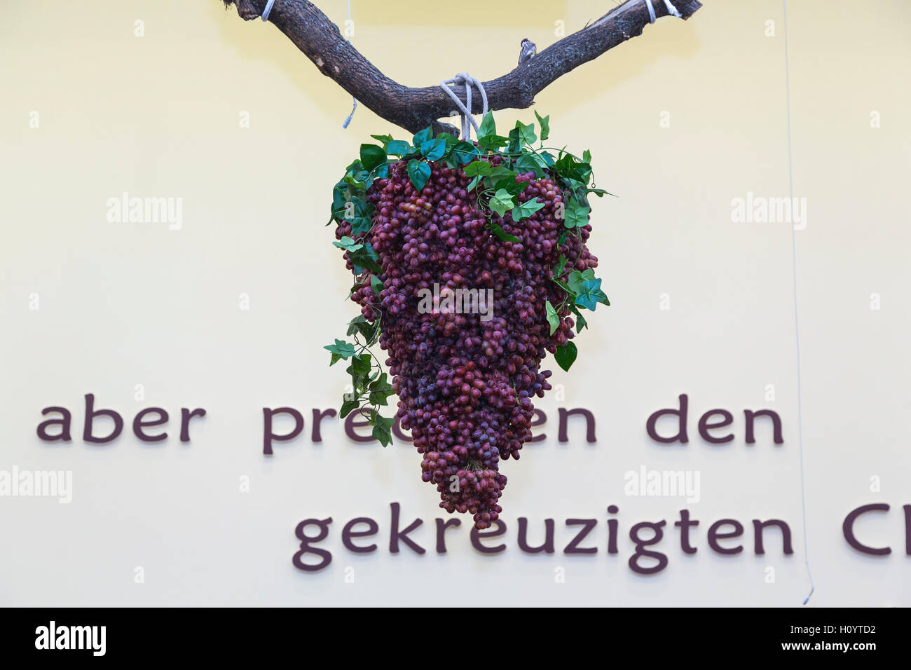 A large grape cluster display at a German Church near Winkler, Manitoba ...