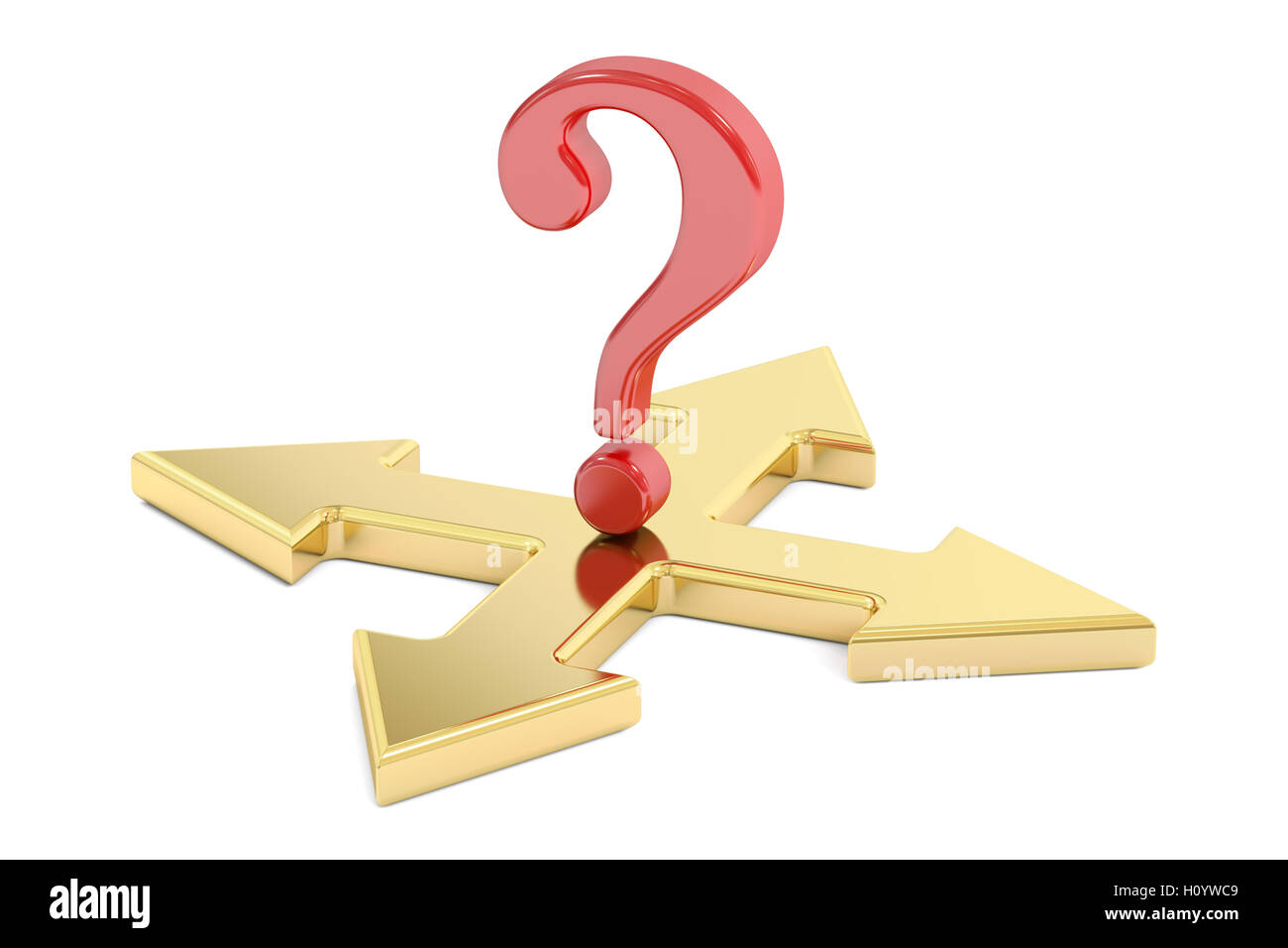Choice concept with arrows and question mark, 3D rendering isolated on ...