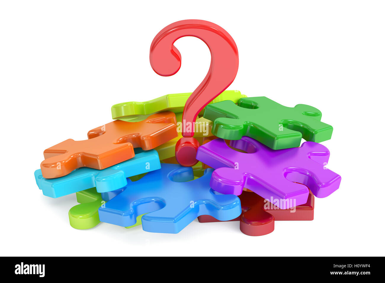 Question mark puzzle, 3D rendering isolated on white background Stock ...