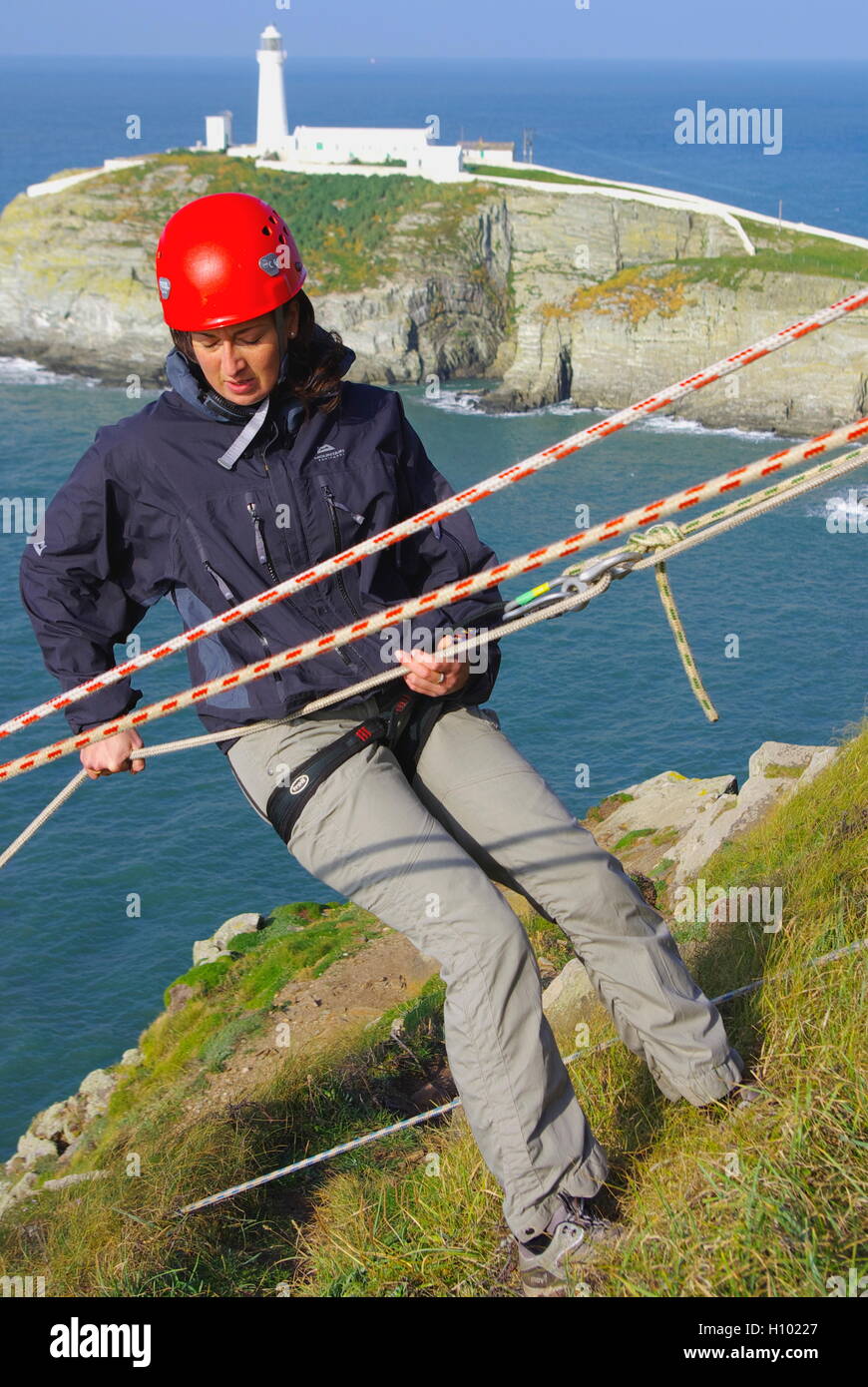 Abseiling at South Stack, Holyhead Anglesey Stock Photo - Alamy
