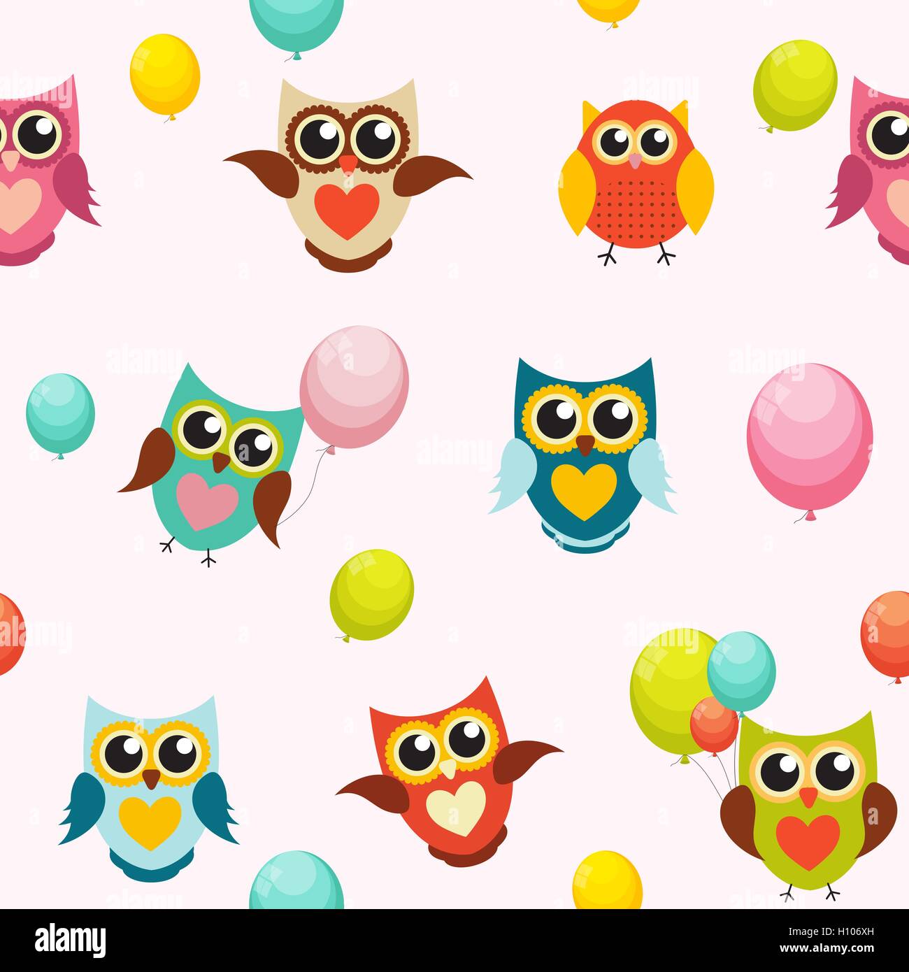 Cute Owl Seamless Pattern Background Vector Illustration Stock Vector ...