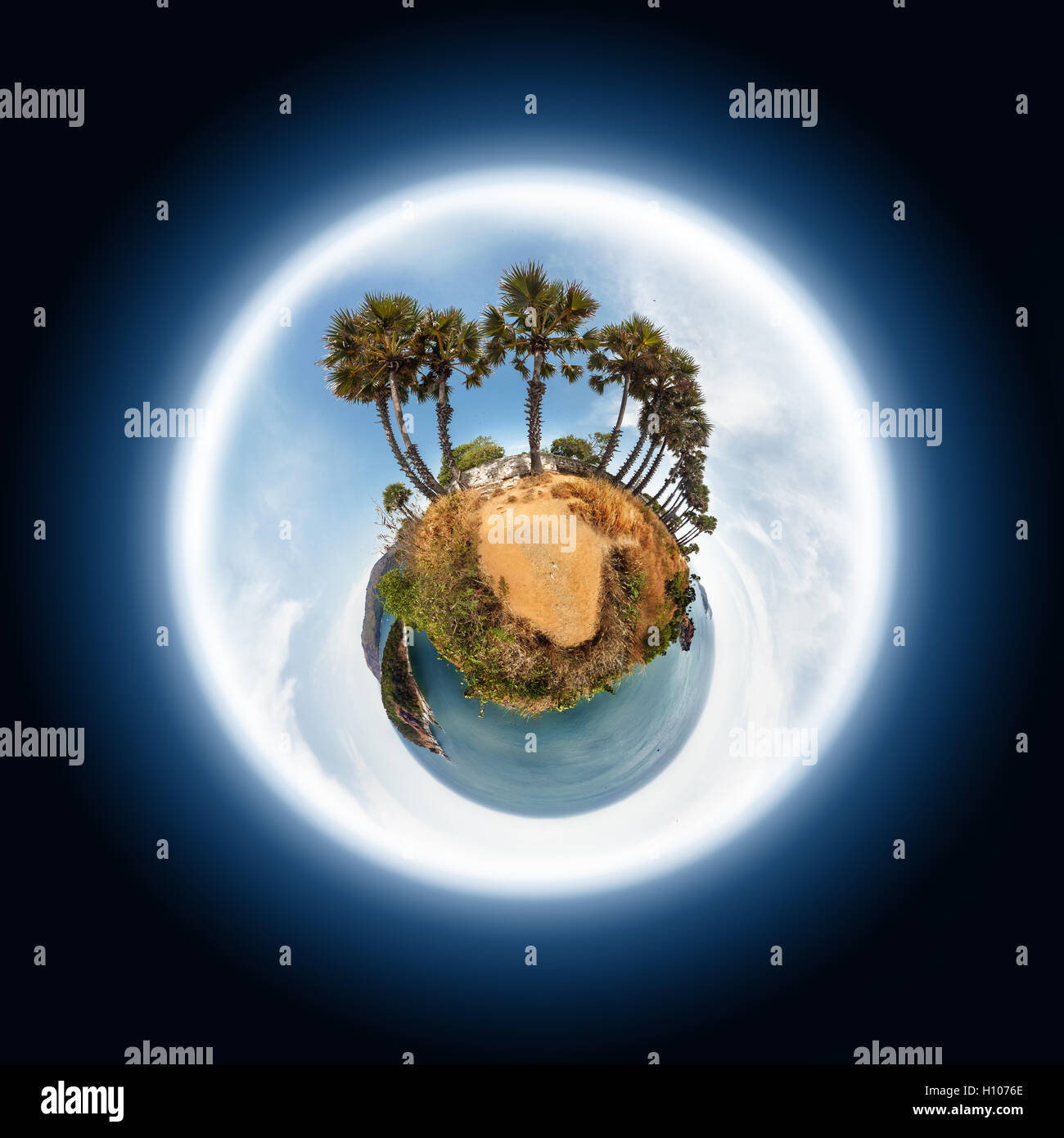 Little planet with palm trees and tropical islands Stock Photo - Alamy