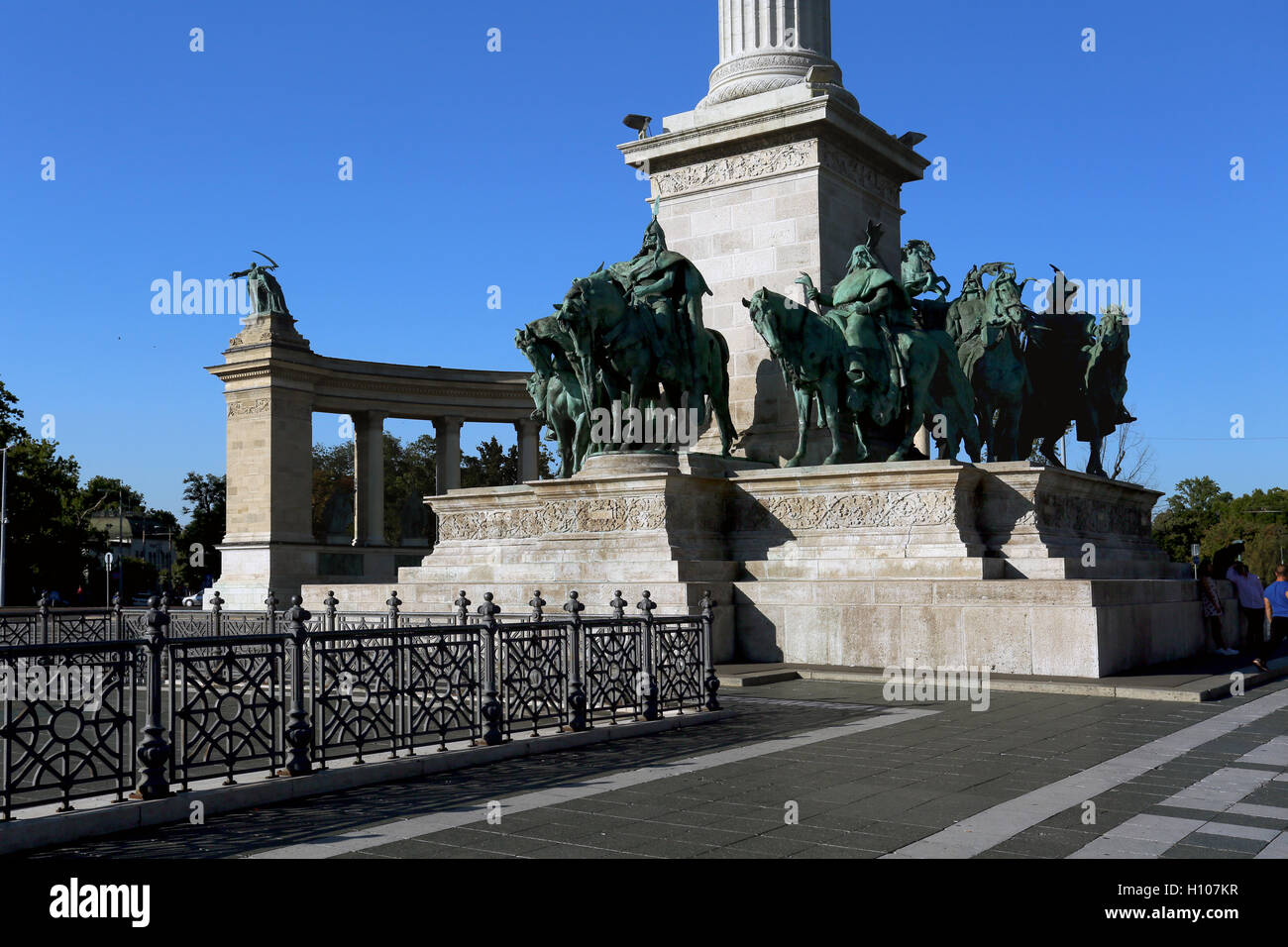 Hero Square, Arch Angel Gabriel Statue, Budapest, Hungary Stock Photo ...
