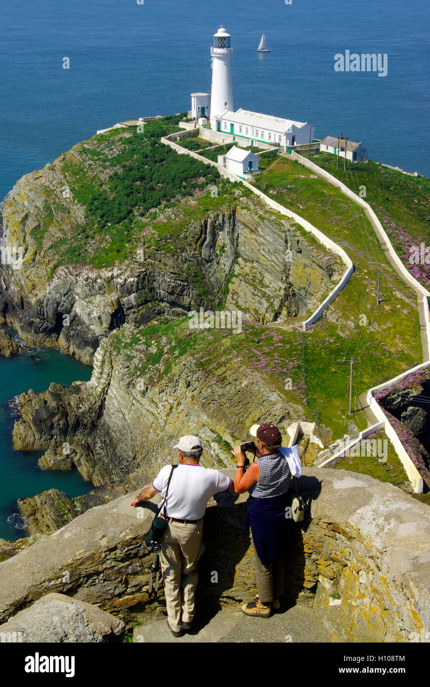Birdwatchers at South Stack Holyhead Stock Photo - Alamy