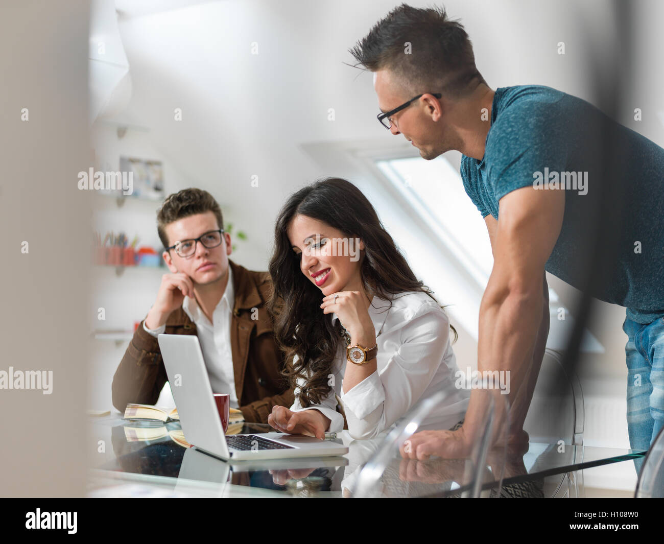 startup business, young creative people group brainstorming on meeting ...