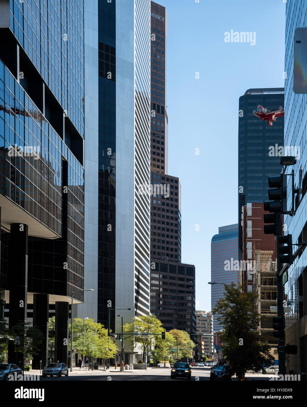 View of 18th street (financial district) in down town Denver showing ...