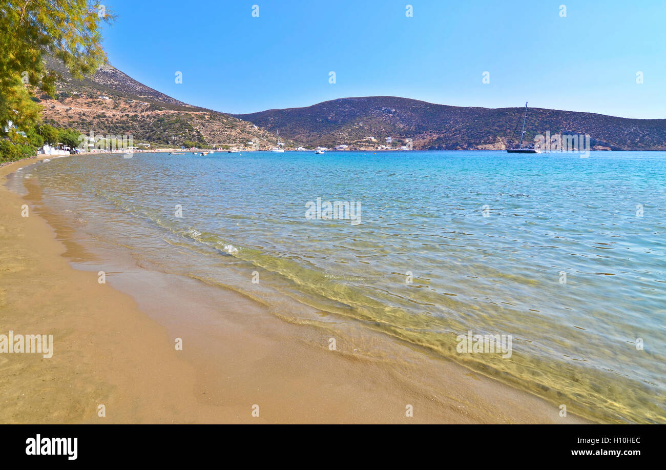 Vathi beach Sifnos island Greece Stock Photo - Alamy