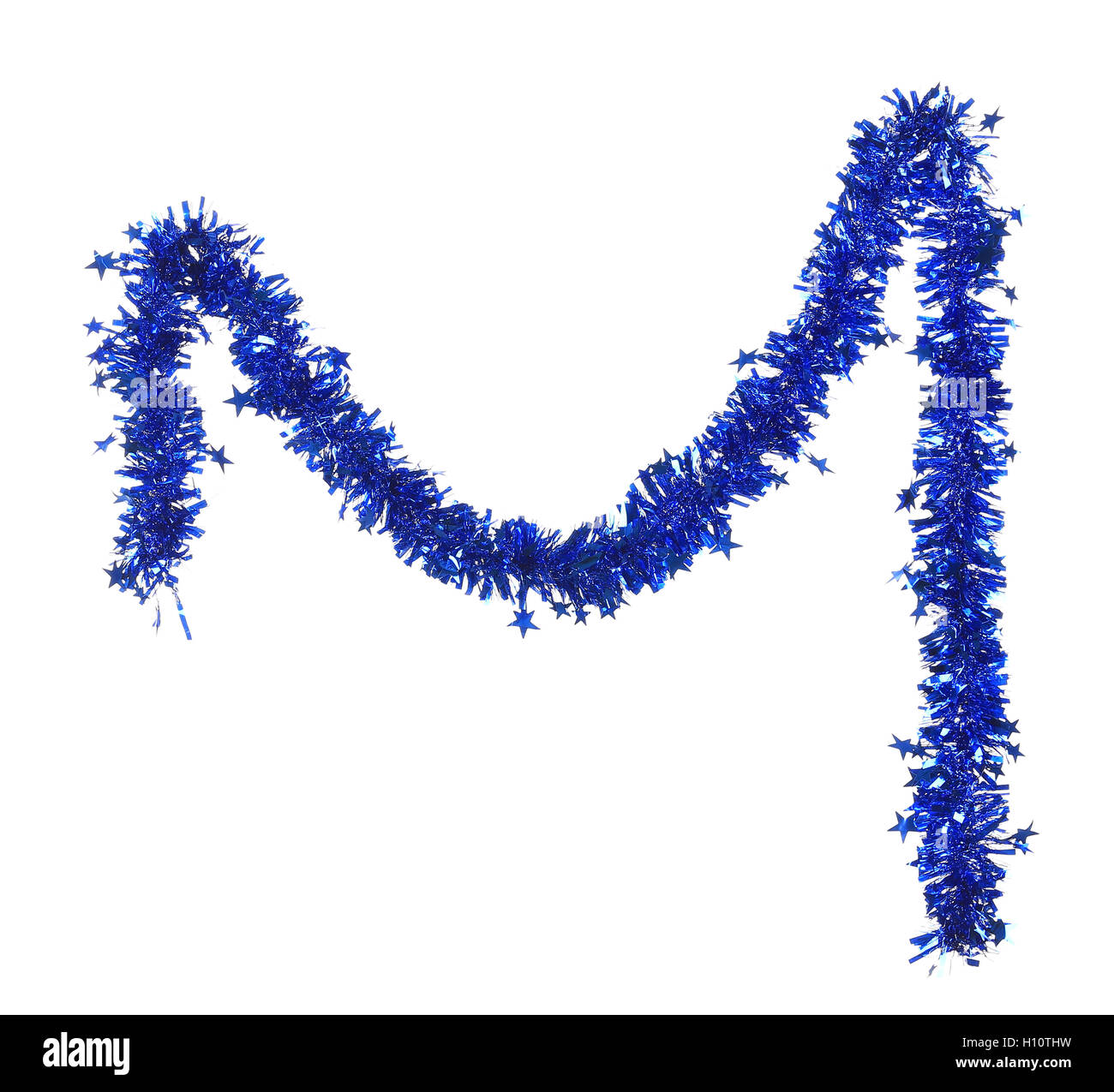 Christmas blue tinsel with stars Stock Photo - Alamy