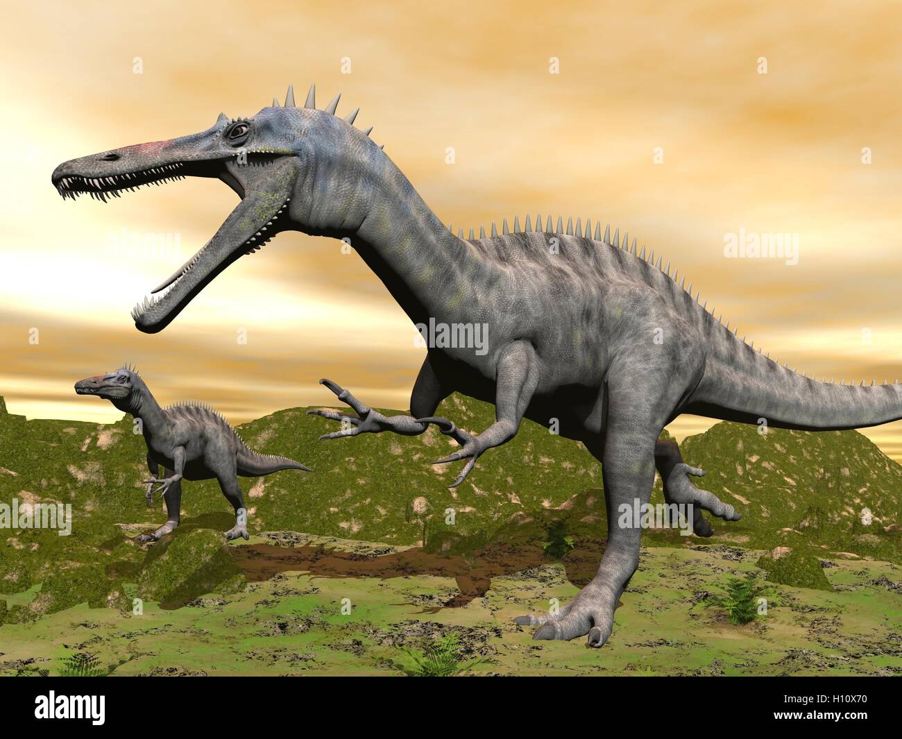 Suchomimus dinosaurs - 3D render Stock Photo - Alamy