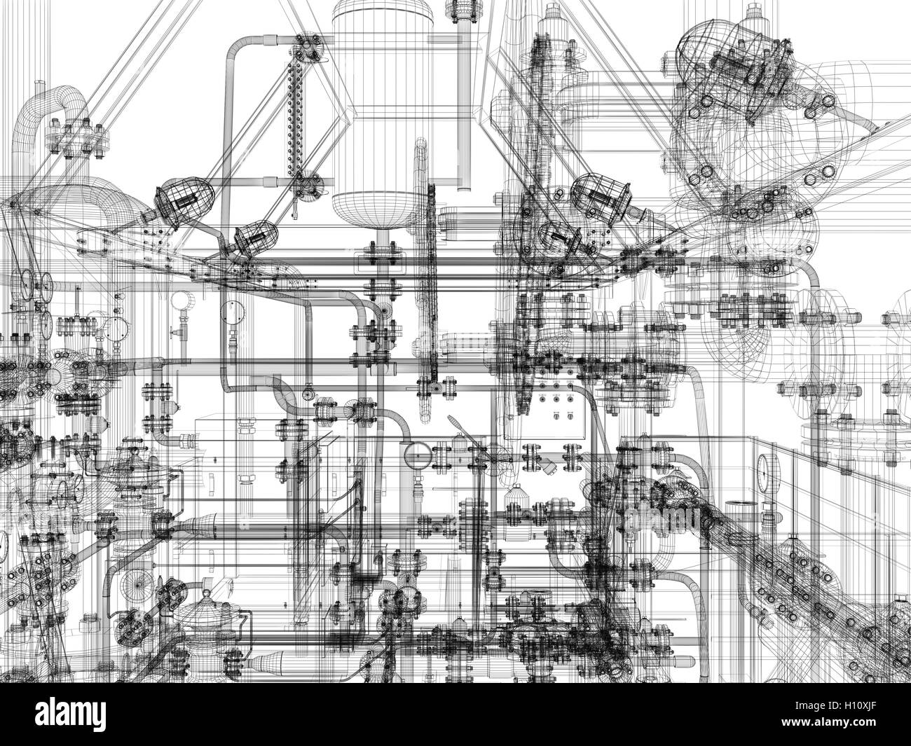Industrial equipment. Wire-frame render Stock Photo - Alamy