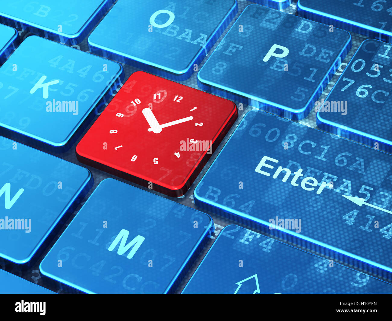 Time concept: Clock on computer keyboard background Stock Photo - Alamy