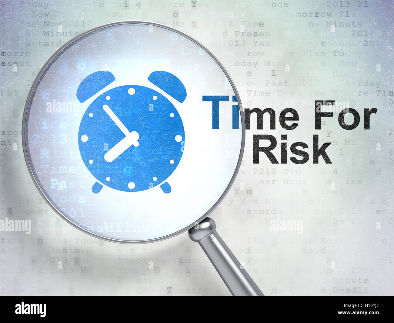 Time concept: Alarm Clock and Time For Risk with optical glass Stock ...