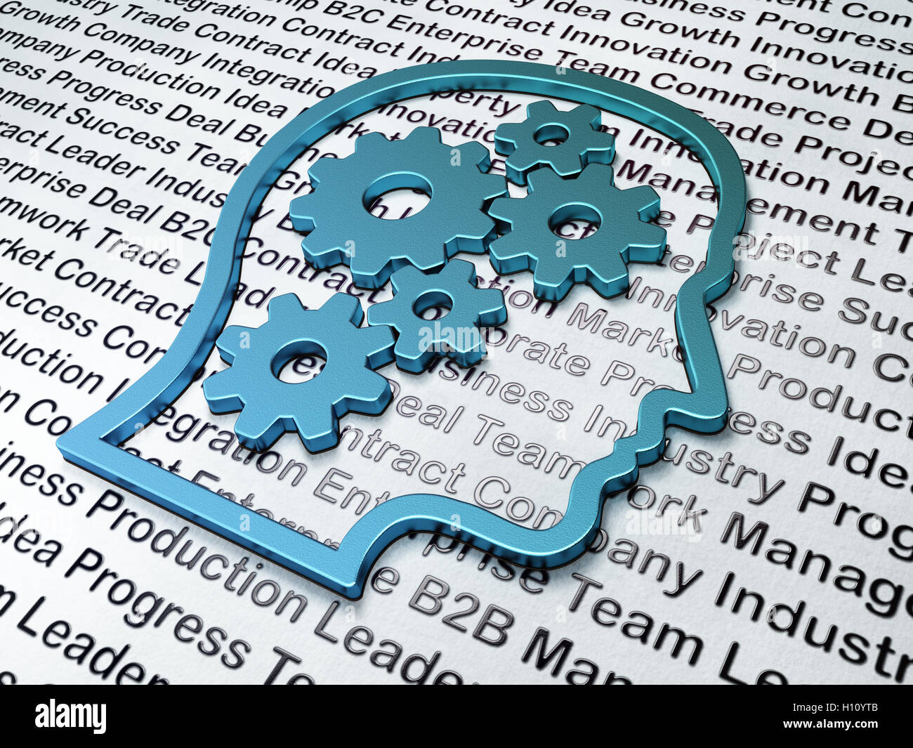Marketing concept: Head With Gears on Business background Stock Photo ...