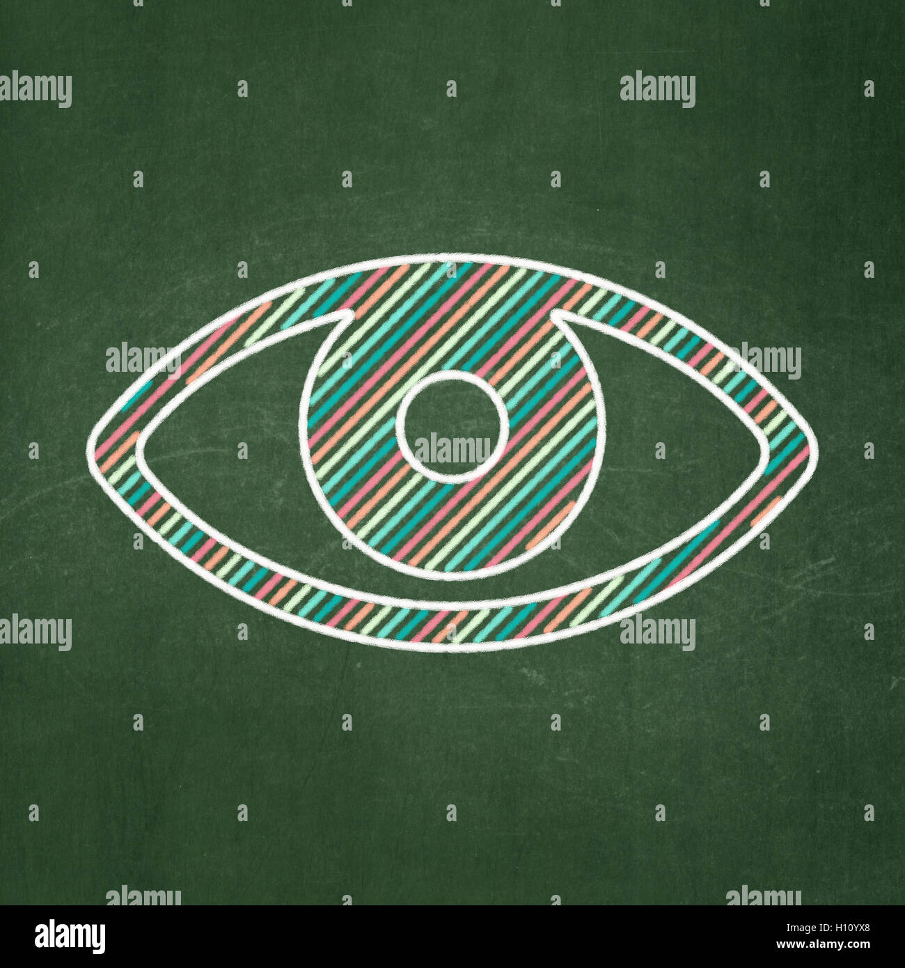 Safety concept: Eye on chalkboard background Stock Photo - Alamy