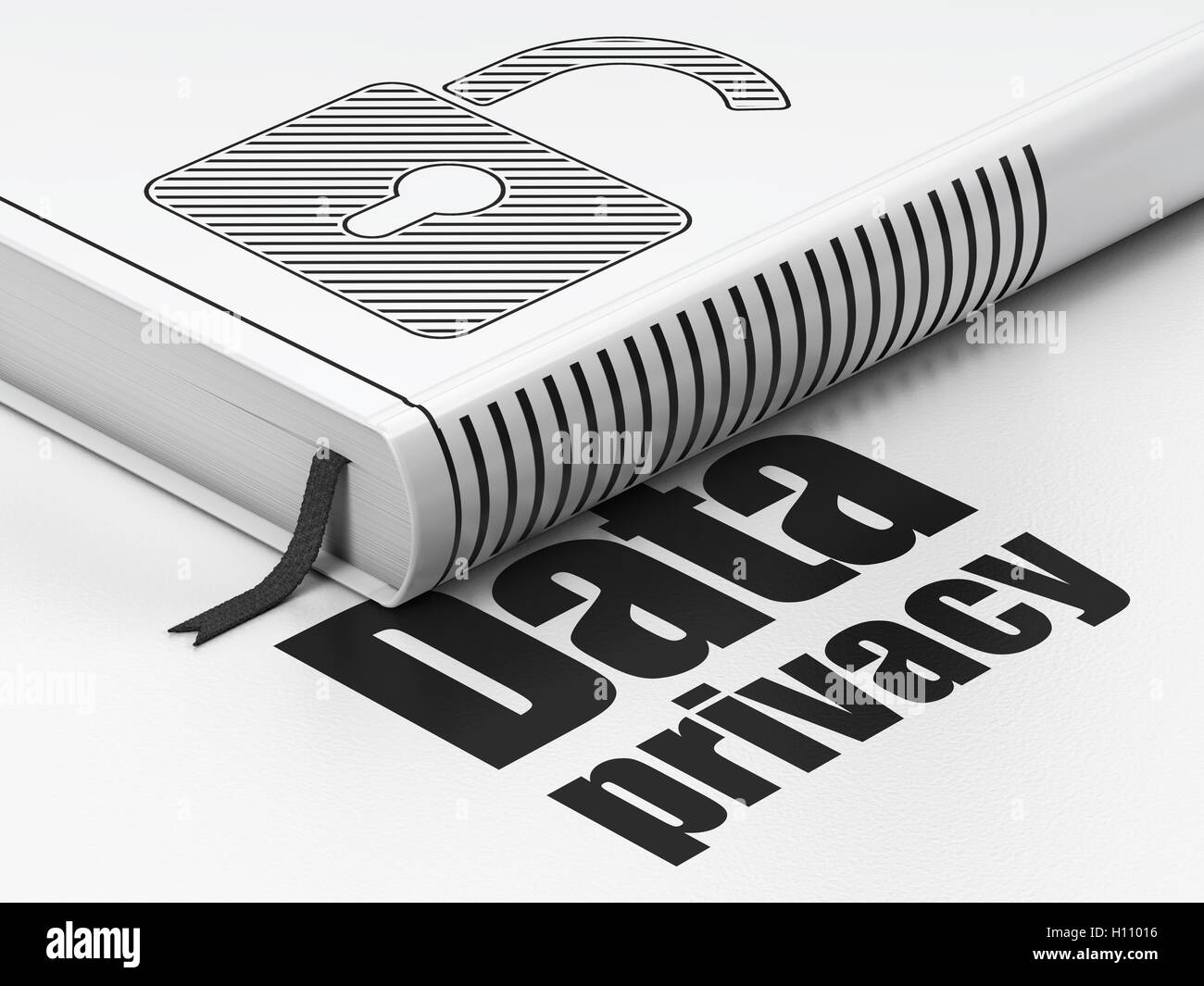 Safety concept: book Opened Padlock, Data Privacy on white background ...