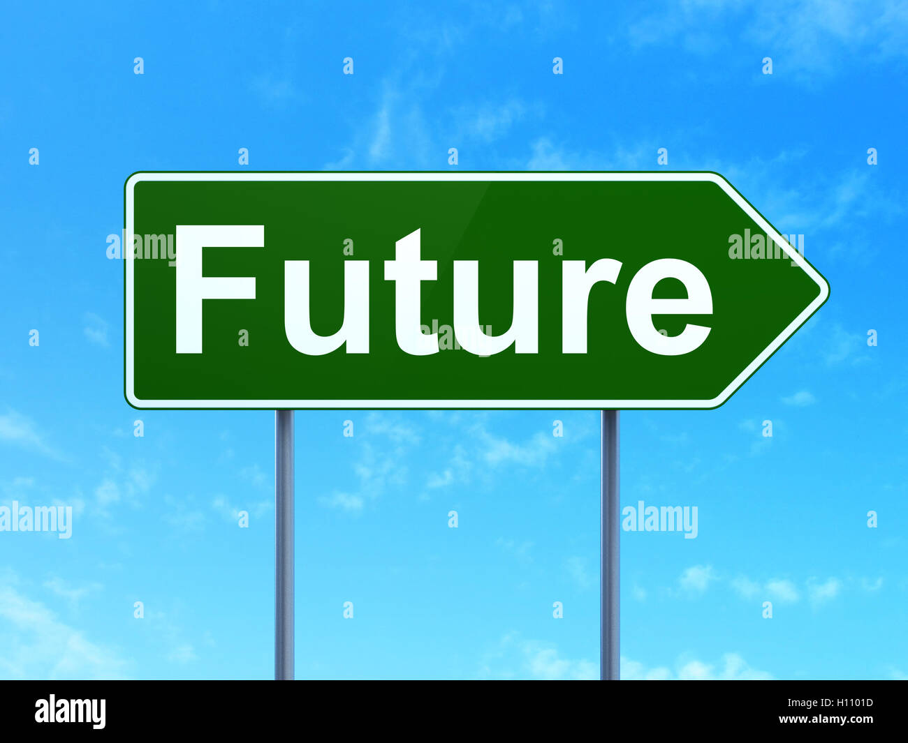 Timeline concept: Future on road sign background Stock Photo - Alamy