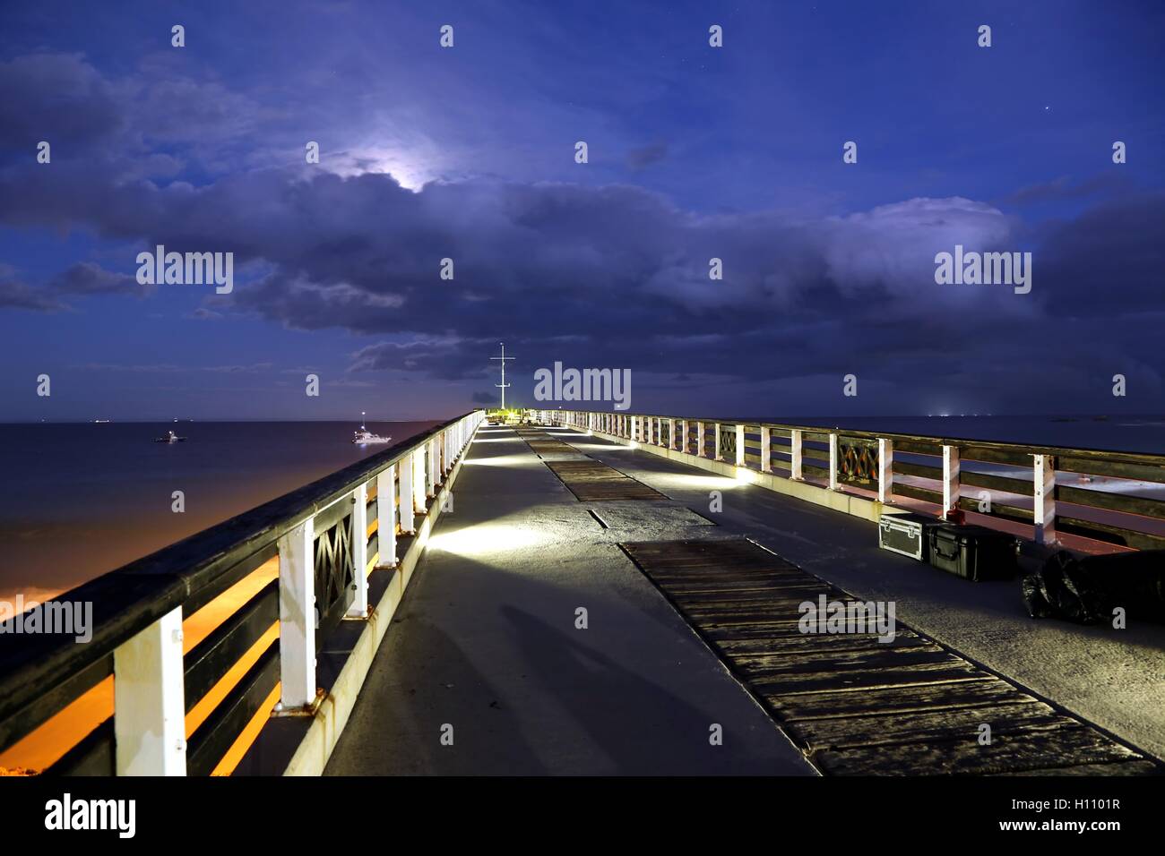 Beach Pier at Night Stock Photo - Alamy