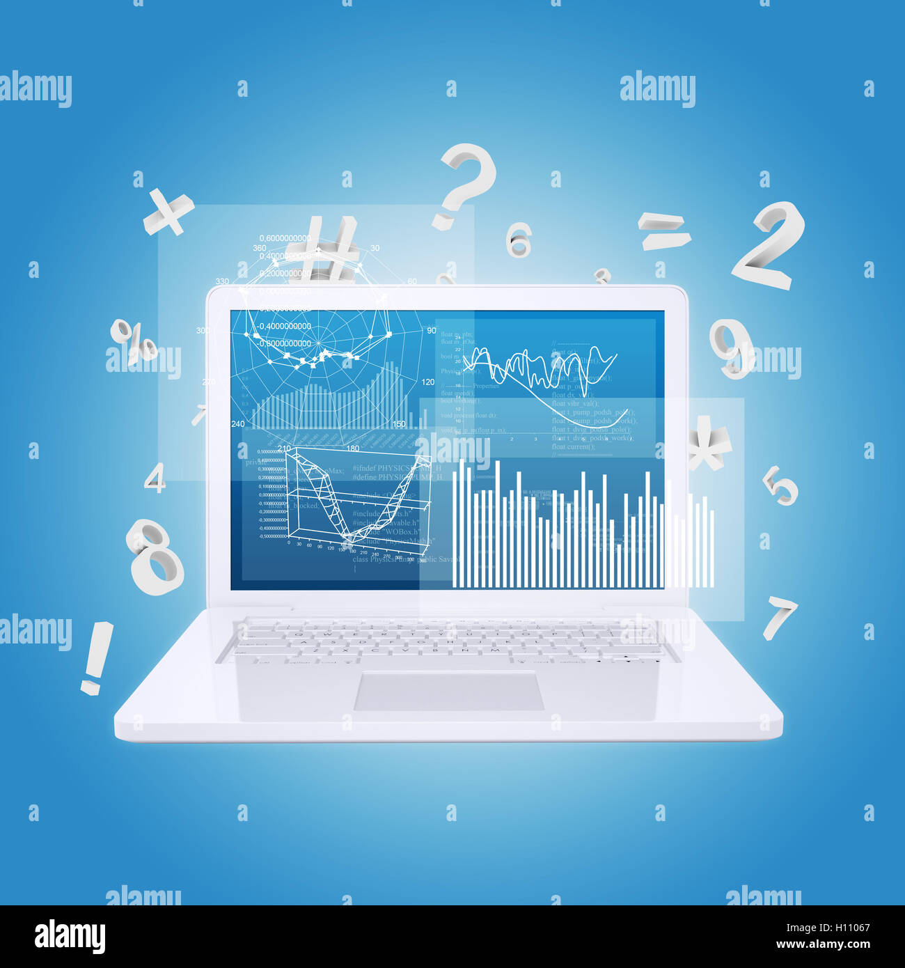 Laptop and graphs Stock Photo - Alamy