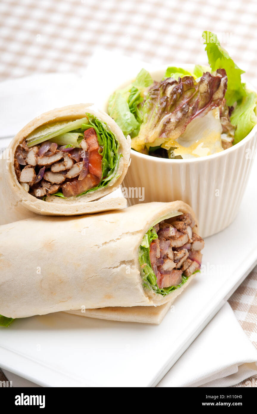 kafta shawarma chicken pita wrap roll sandwich Stock Photo - Alamy