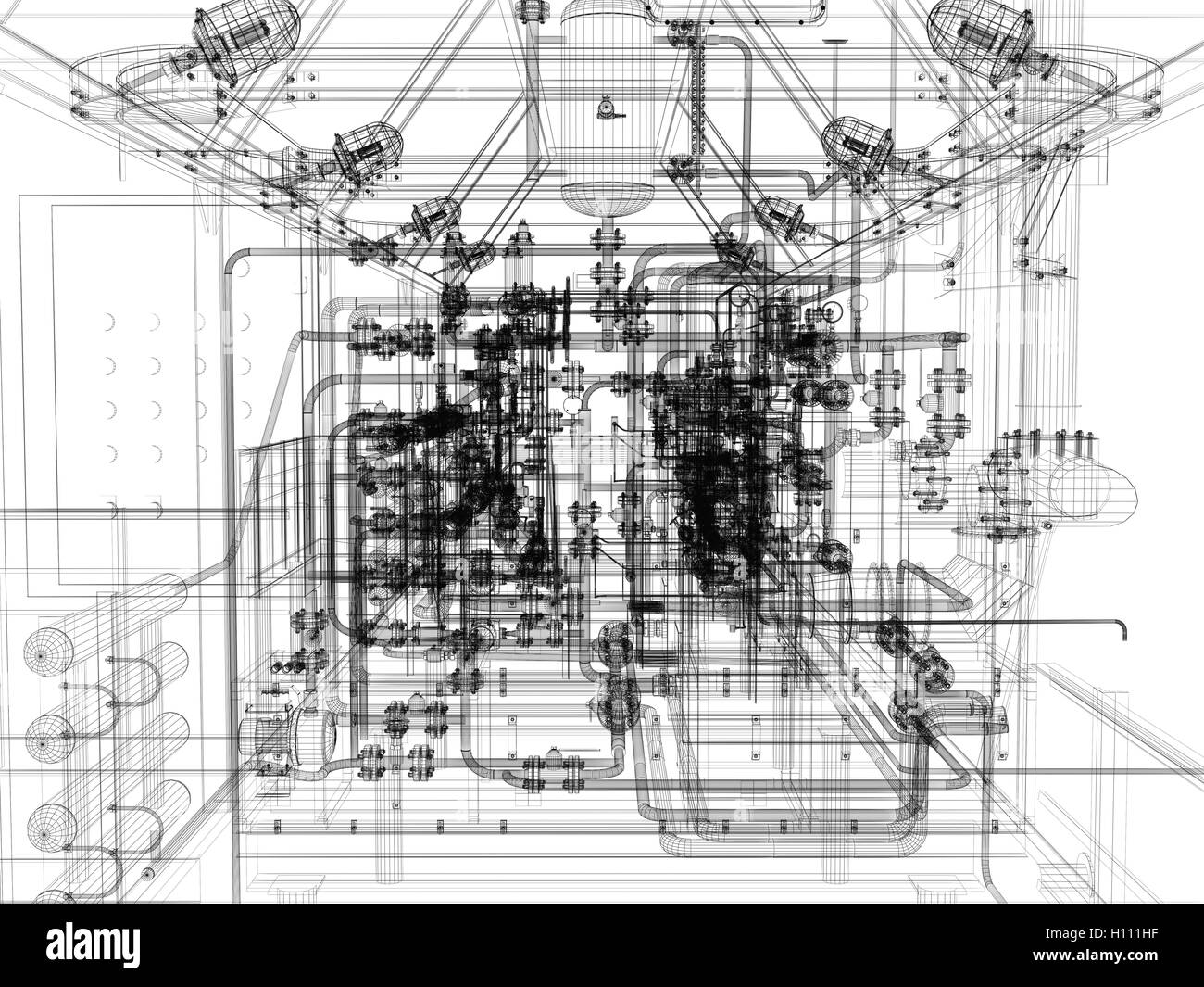 Industrial equipment. Wire-frame render Stock Photo - Alamy
