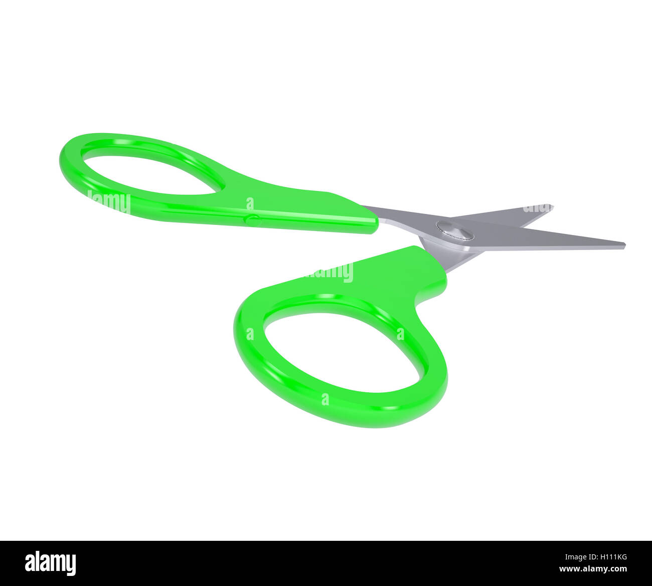 Scissors with green handles Stock Photo - Alamy