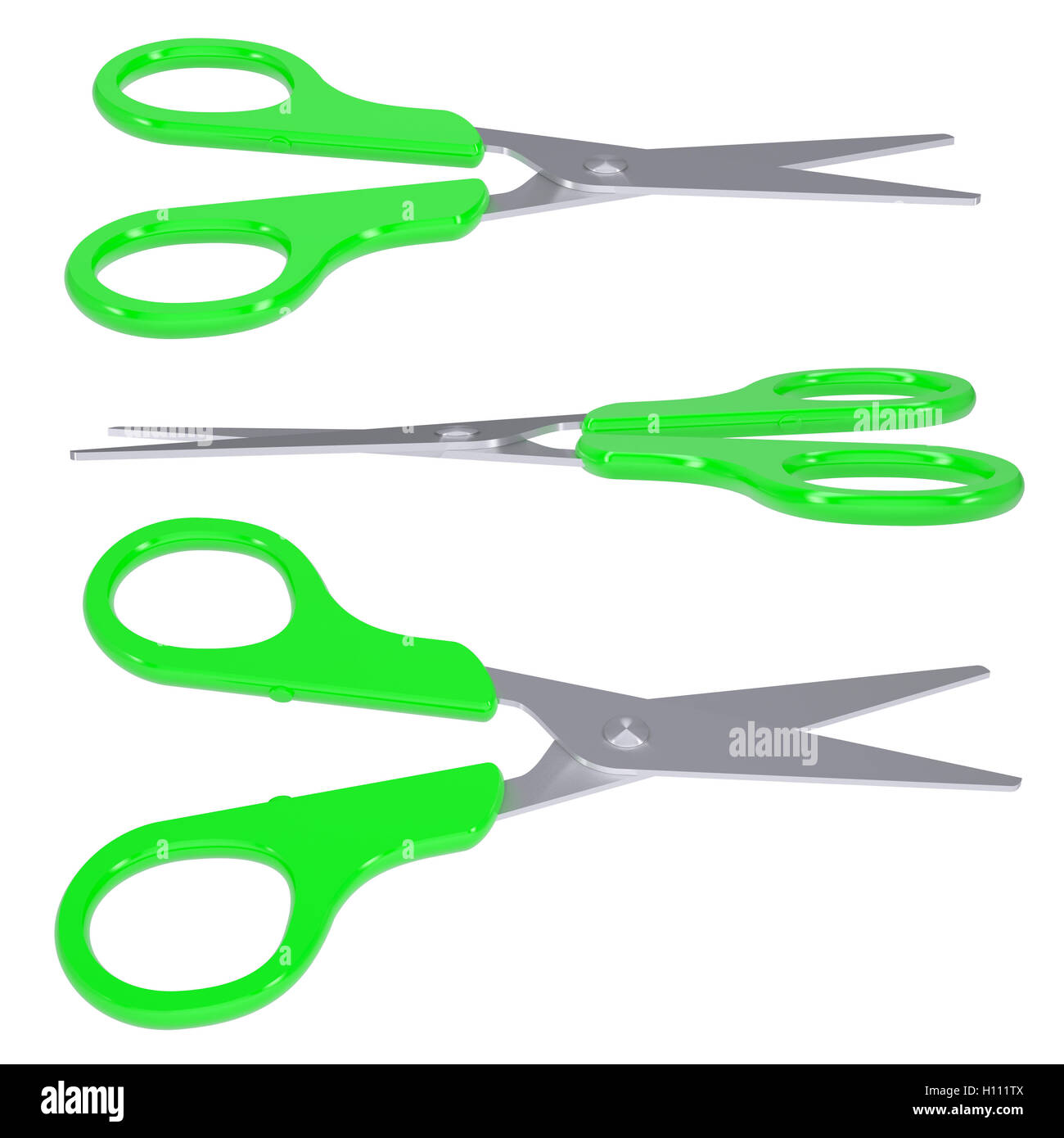 Scissors with green handles Stock Photo - Alamy