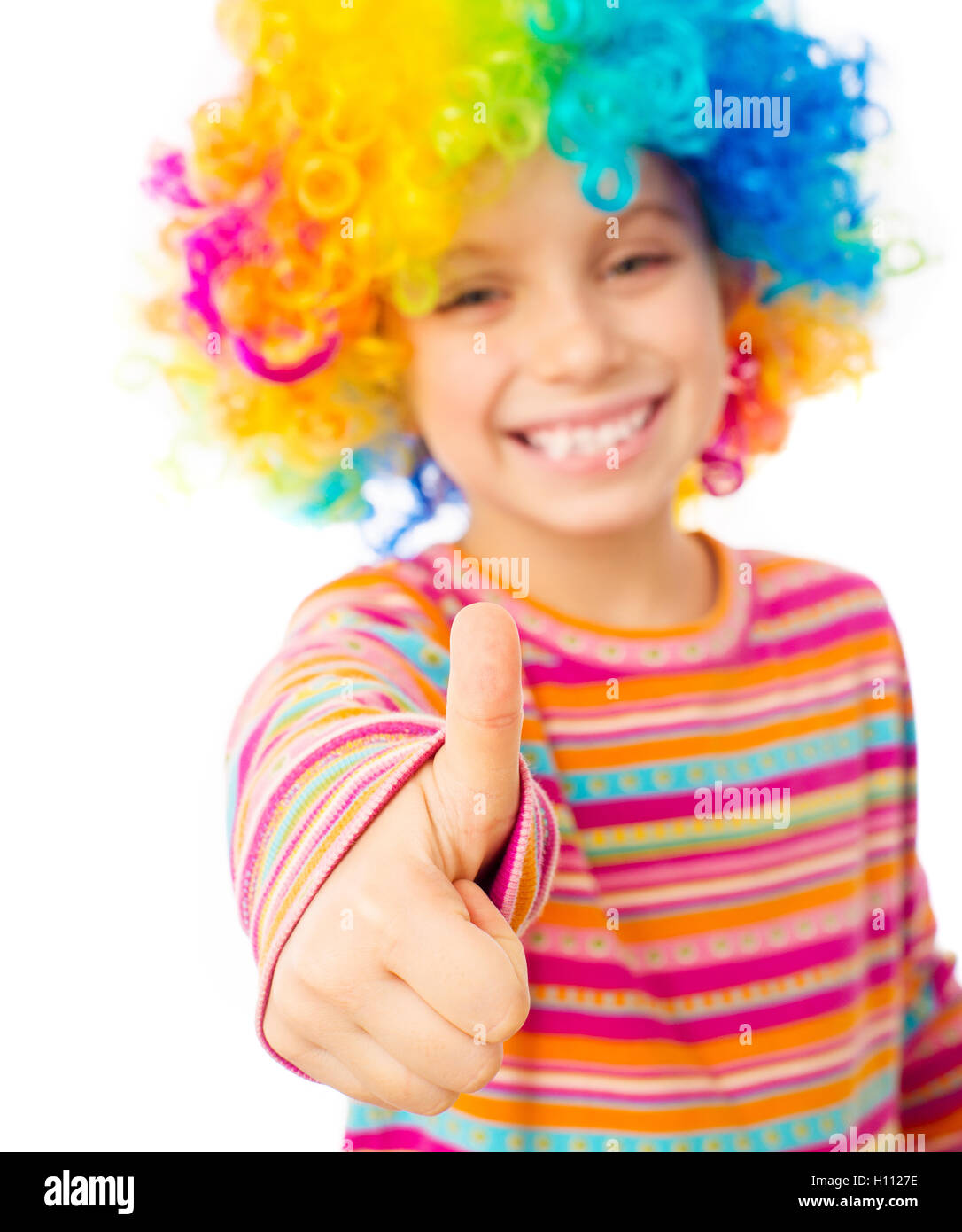 little girl in clown wig Stock Photo - Alamy