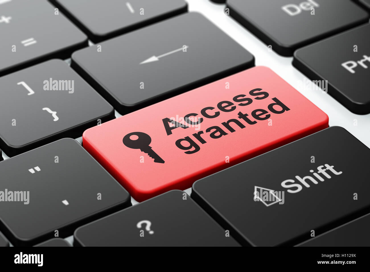 Safety concept: Key and Access Granted on computer keyboard background ...