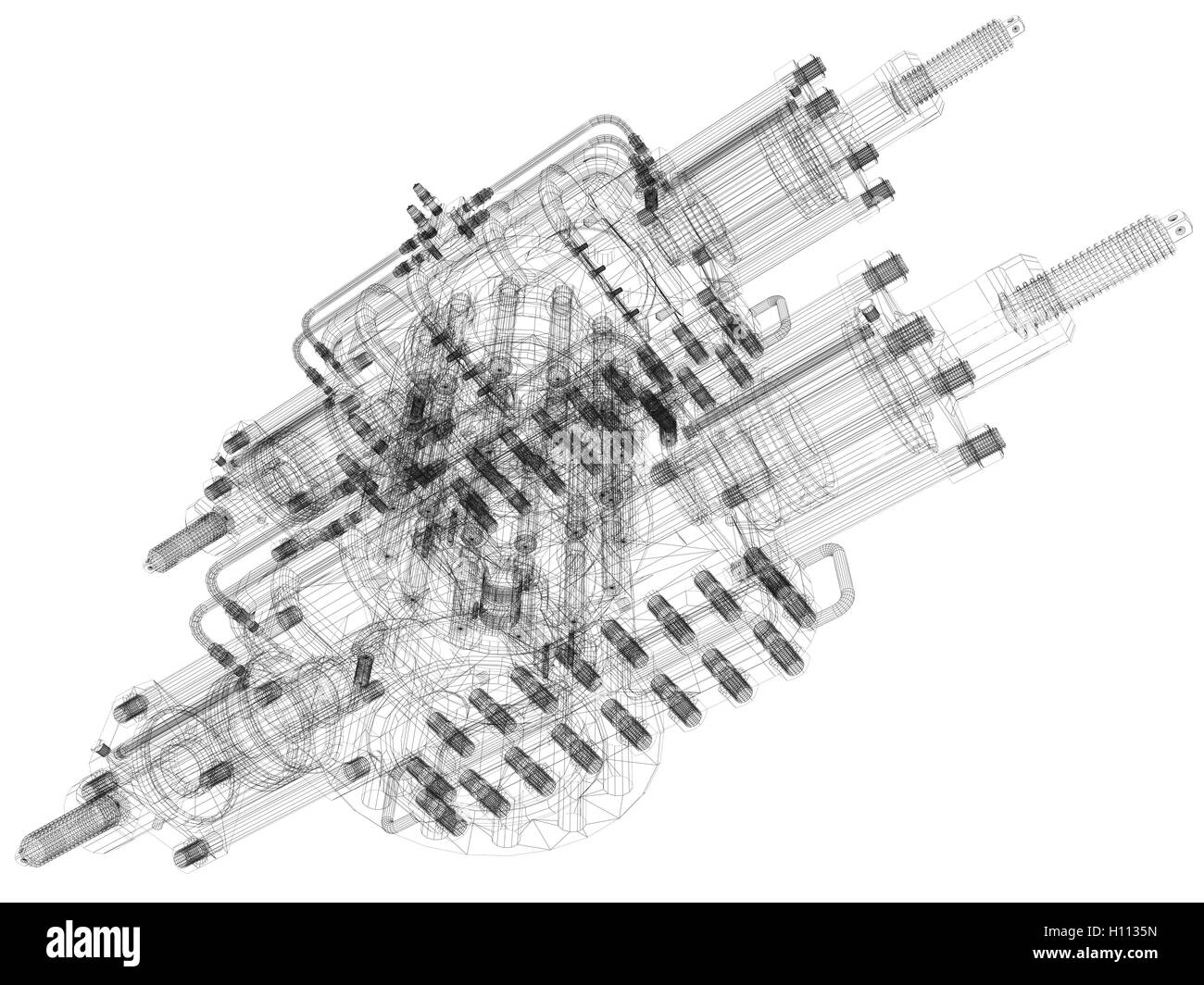 Industrial equipment. Wire-frame render Stock Photo - Alamy