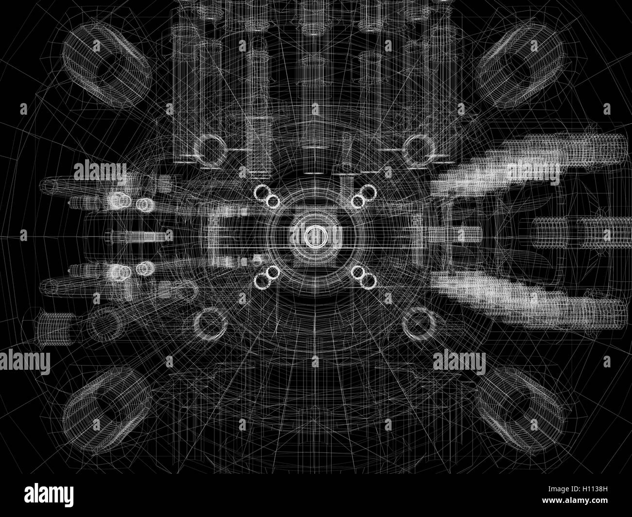 Industrial equipment. Wire-frame render Stock Photo - Alamy