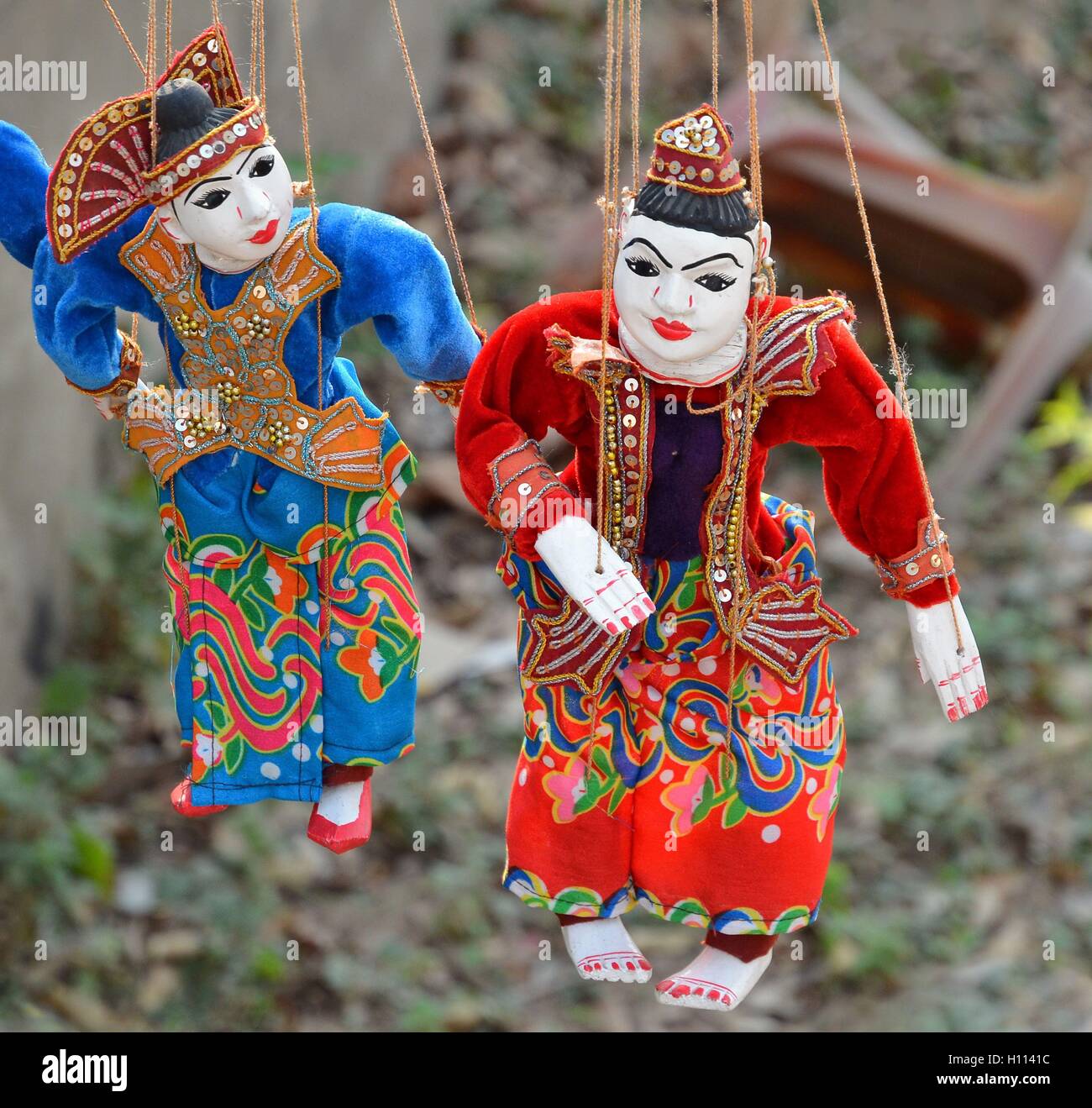 Myanmar string puppet for sale at a temple in Bagan Stock Photo - Alamy