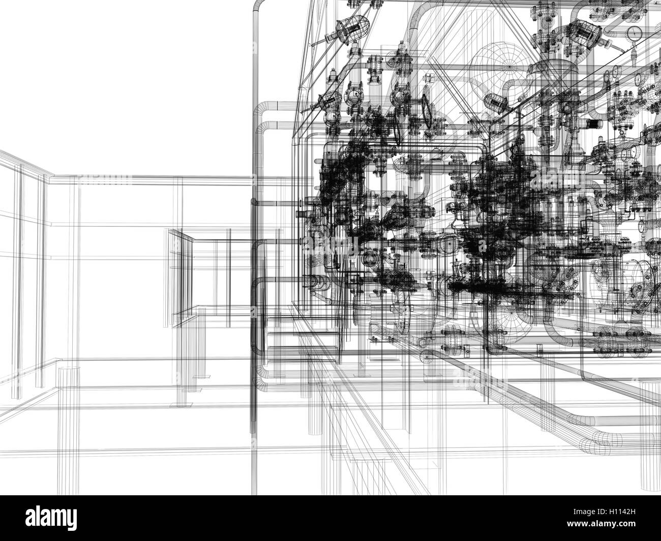 Industrial equipment. Wire-frame render Stock Photo - Alamy