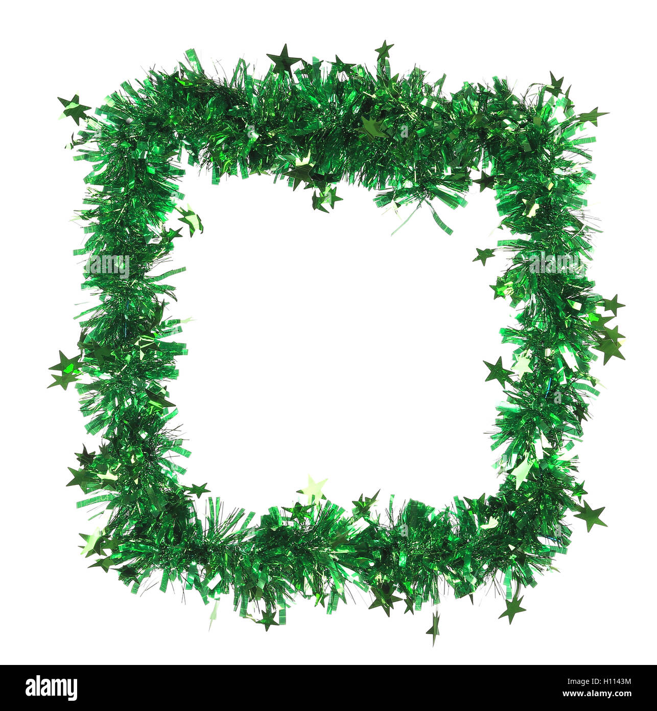 Green tinsel as a frame Stock Photo - Alamy