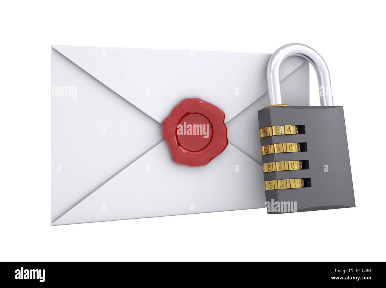 Combination lock and white envelope Stock Photo - Alamy