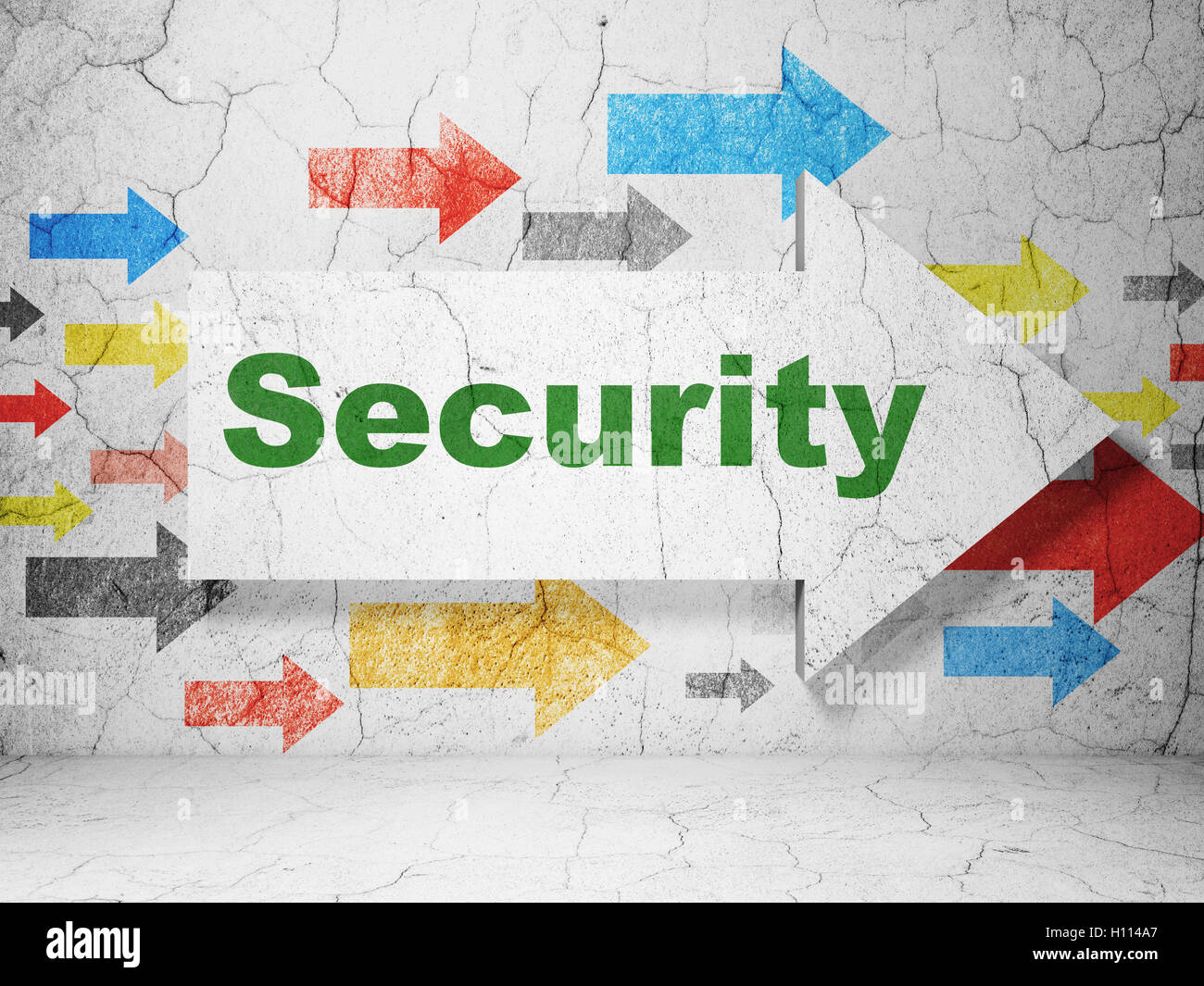 Safety concept: arrow with Security on grunge wall background Stock ...
