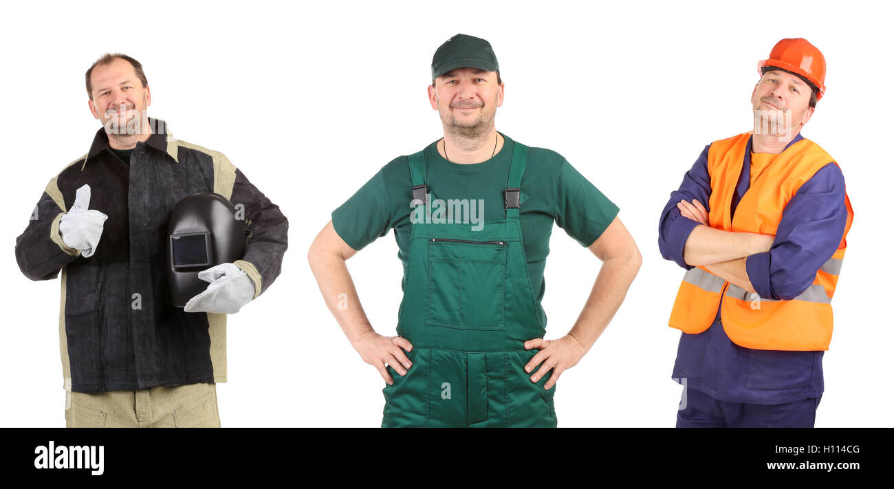 Collage of three workers Stock Photo - Alamy